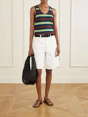 Escvdo Santos Striped Crocheted Cotton Tank