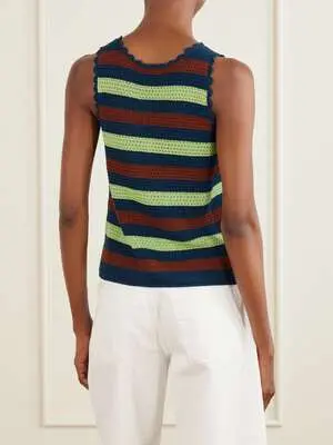 Escvdo Santos Striped Crocheted Cotton Tank