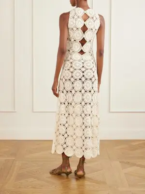 Escvdo Siula" Halterneck Crochet Maxi Dress - Neutrals