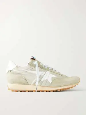 GOLDEN GOOSE Running Marathon Suede-trimmed Shell Sneakers - Mint