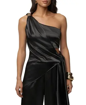 JLUXLABEL Palmera Satin Top - Black