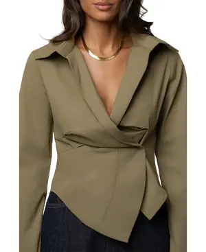 JLUXLABEL Asymmetrical Button-up Blouse
