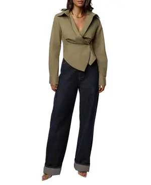 JLUXLABEL Asymmetrical Button-up Blouse