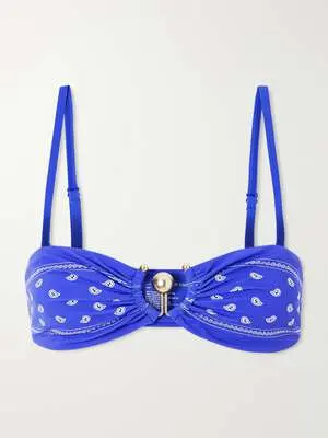 Christopher Esber Orbit Embellished Bandana-print Bikini Top