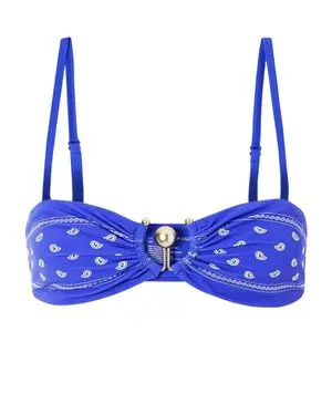 Christopher Esber Orbit Bandana Print Bikini Top Blue