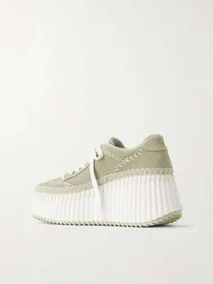 Chloé Nama Patchwork Suede-trimmed Leather Platform Sneakers