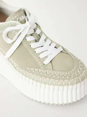 Chloé Nama Patchwork Suede-trimmed Leather Platform Sneakers