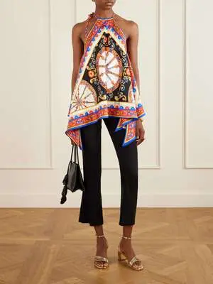 Dolce & Gabbana Carretto Printed Halterneck Satin Top