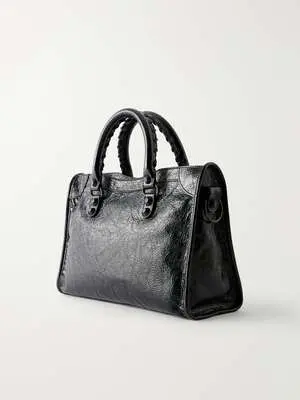 Balenciaga Le City Small Embellished Crinkled-leather Shoulder Bag