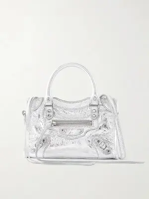 Balenciaga Le City Nano Embellished Shoulder Bag - Silver