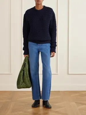 Bottega Veneta Intrecciato Knitted Wool Sweater - Blue