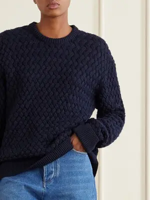 Bottega Veneta Intrecciato Knitted Wool Sweater - Blue