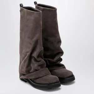 Attico Robin Suede Combat Boots - Grey