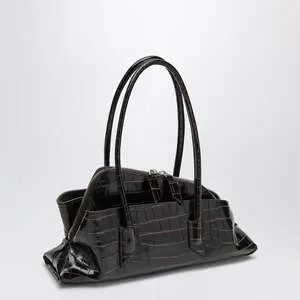 Attico La Passeggiata Small Bag In Crocodile-print Leather - Brown