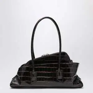 Attico La Passeggiata Small Bag In Crocodile-print Leather - Brown