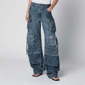 Attico Fern Washed Cargo Trousers - Blue