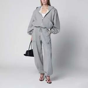 Attico Long Jogger Pants In Melange Cotton Jersey