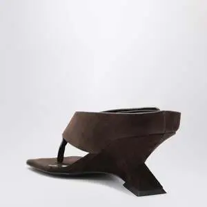 Attico Cheope Suede Thong Sandals In Dark