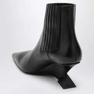 Attico Cheope Wedge-heel Ankle Boots In Calfskin - Black