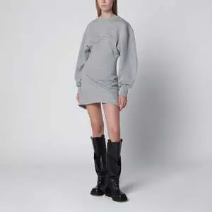 Attico Melange Cotton Jersey Mini Dress - Grey
