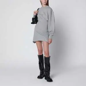 Attico Melange Cotton Jersey Mini Dress - Grey