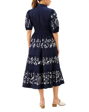 Karen Kane Puff Sleeve Embroidered Dress