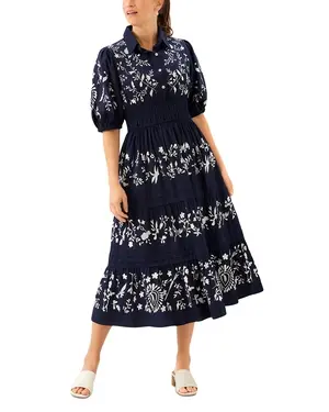 Karen Kane Puff Sleeve Embroidered Dress