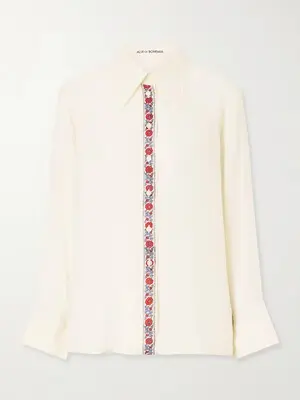 Alix Of Bohemia Dana Floral-print Silk-satin Shirt - Neutrals