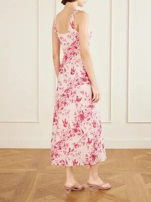 Alix Of Bohemia Adele Floral Print Silk Midi Dress - Multi