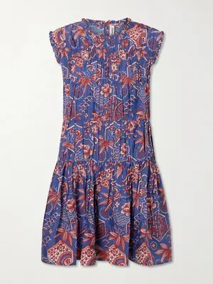 Alix Of Bohemia Jule Delft Shirred Floral Mini Dress - Multi
