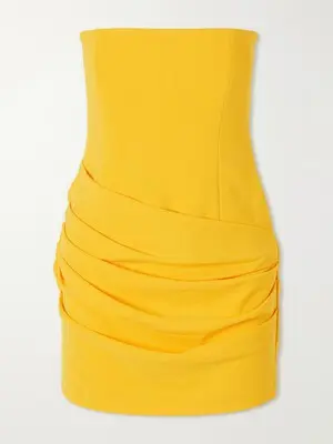 Alex Perry Strapless Draped Crepe Mini Dress - Orange