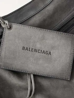 Balenciaga Le City Medium Embellished Suede Shoulder Bag