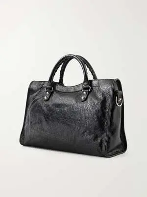 Balenciaga Le City Medium Crinkled-leather Shoulder Bag