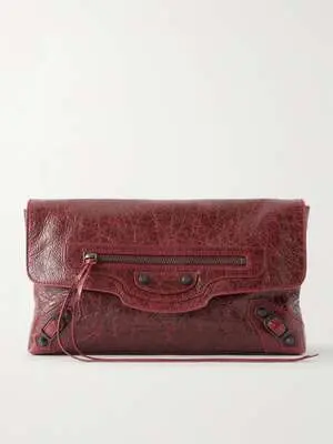 Balenciaga Le City Crinkled-leather Clutch