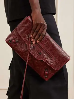 Balenciaga Le City Crinkled-leather Clutch