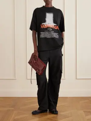 Balenciaga Le City Crinkled-leather Clutch - Red