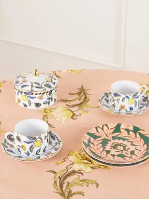 La DoubleJ Nymph Bloom" Printed Linen Tablecloth - Multi