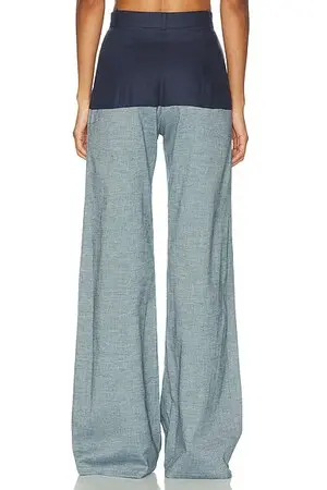 Matthew Bruch High Waist Combo Wide Leg Trousers - Navy