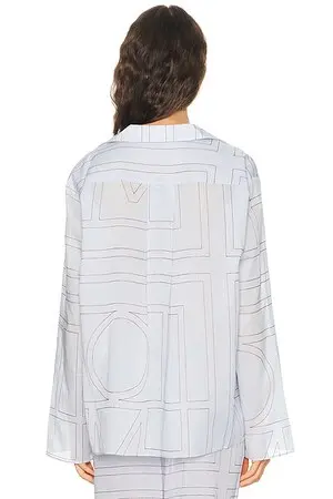 TOTEME Monogram Print Cotton Blend Shirt - Sky