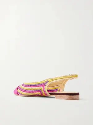 Gabriela Hearst Strength Crocheted Raffia Slingback Flats - Multi