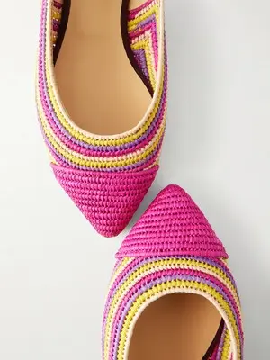 Gabriela Hearst Strength Crocheted Raffia Slingback Flats - Multi