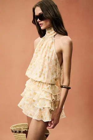 SIEDRES Halterneck Mini Dress - Yellow