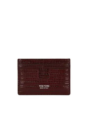 TOM FORD Printed Tejus T Line Classic Card Holder - Ruby Red