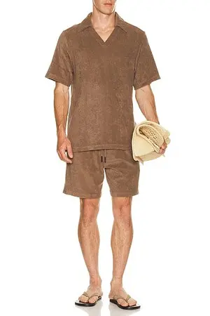 Oas Terrycloth Drawstring Shorts - Brown