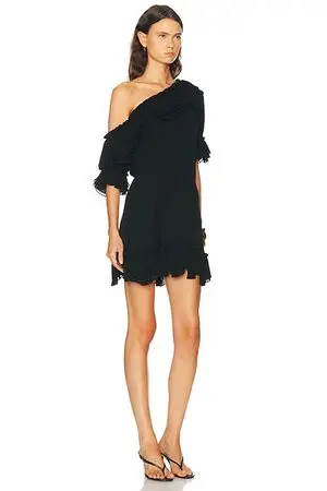 Saint Laurent Asymmetric Mini Dress - Noir