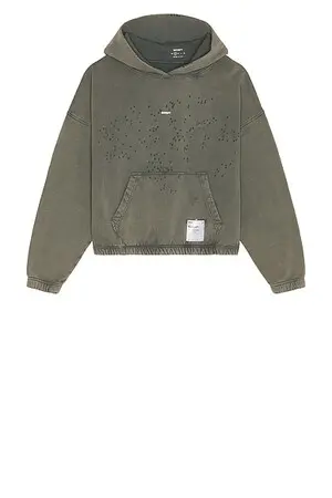 Satisfy Mothtech Hoodie Distressed Organic Cotton With Kangaroo Pockets - Faded Black