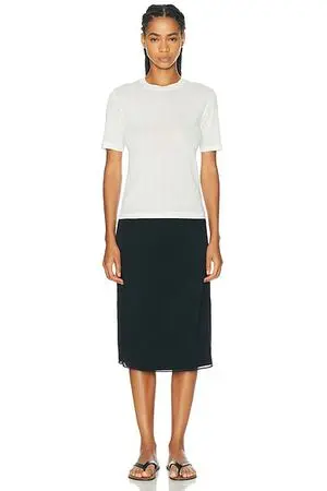 THE ROW Etina Top Ribbed Jersey T-shirt - Ivory