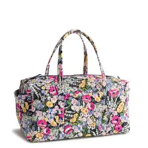 VERA BRADLEY Large Original Duffel Bag In Poppy Fields - Blue