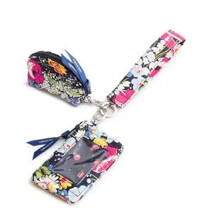 VERA BRADLEY Dual Pouch Wide Wristlet In Poppy Fields - Blue