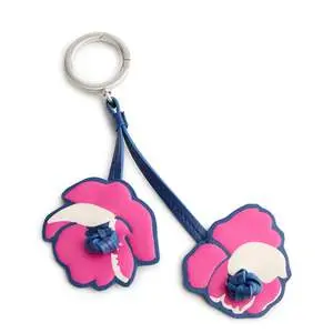 VERA BRADLEY Floral Bag Charm Keychain In Poppy Fields - Blue